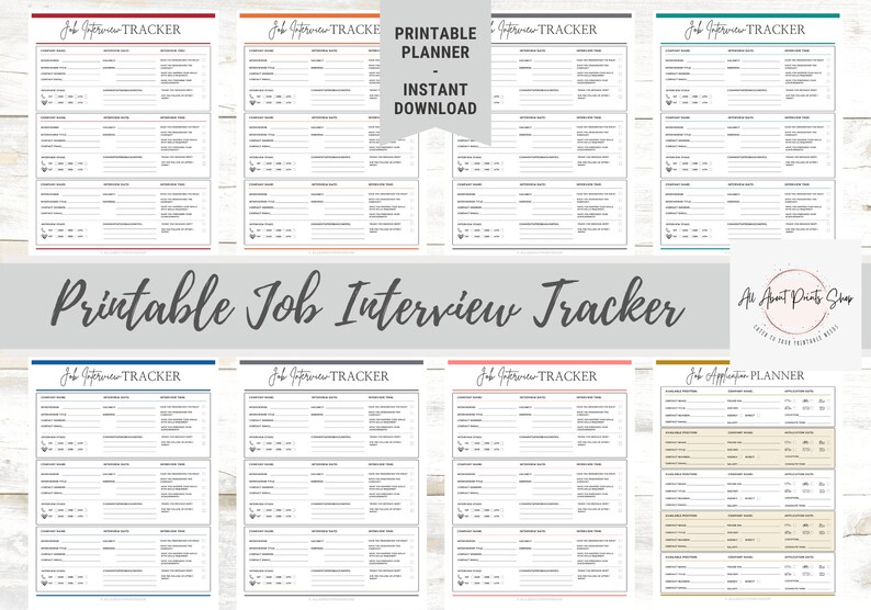 Job Interview Tracker Printable, Job Search Tracker | Ready to Print ...