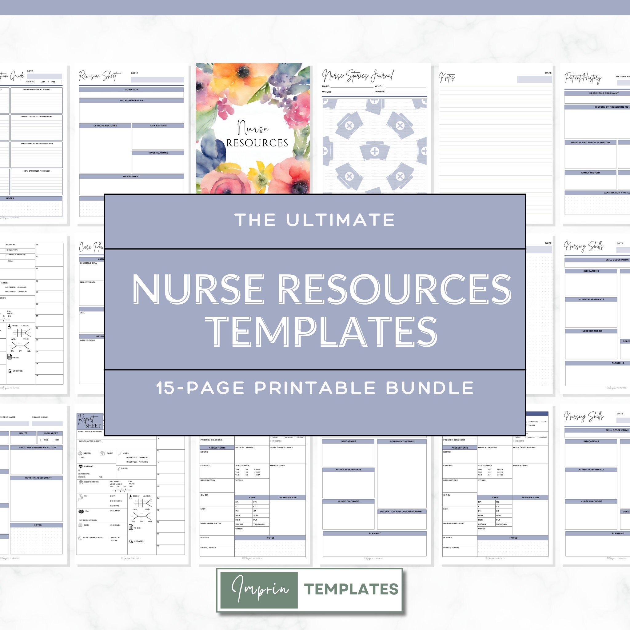 Nurse Planner Printable Vibrant Watercolor Medical Organizer, Nursing ...