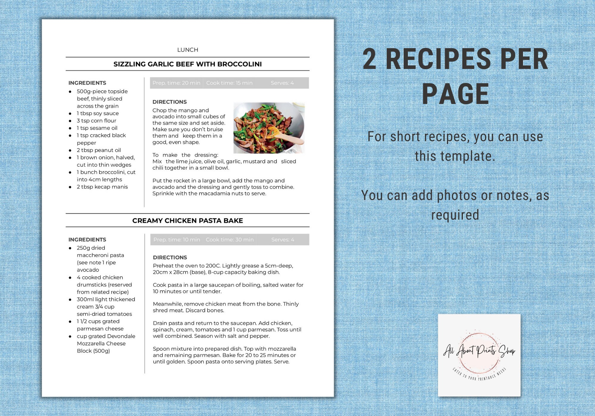 Recipe Template Editable Recipe Template Recipe Book Template MS Word ...