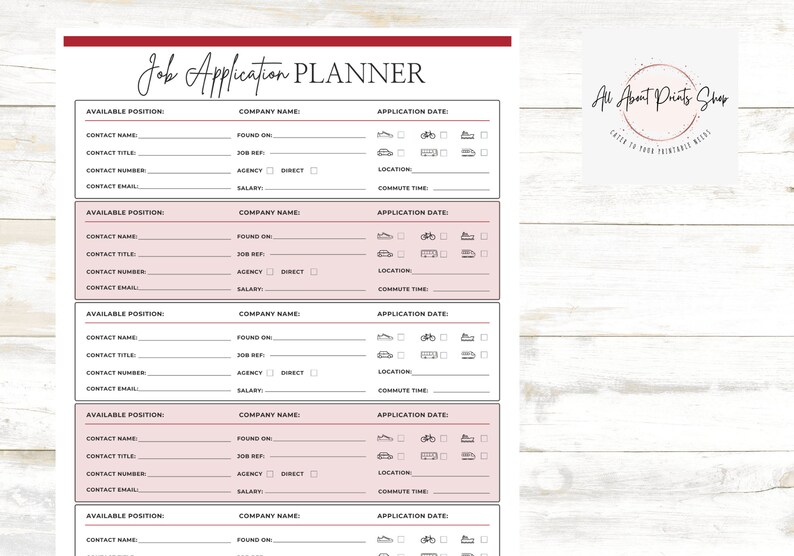 Job Application Planner Printable, Job Search Tracker | Ready to Print ...
