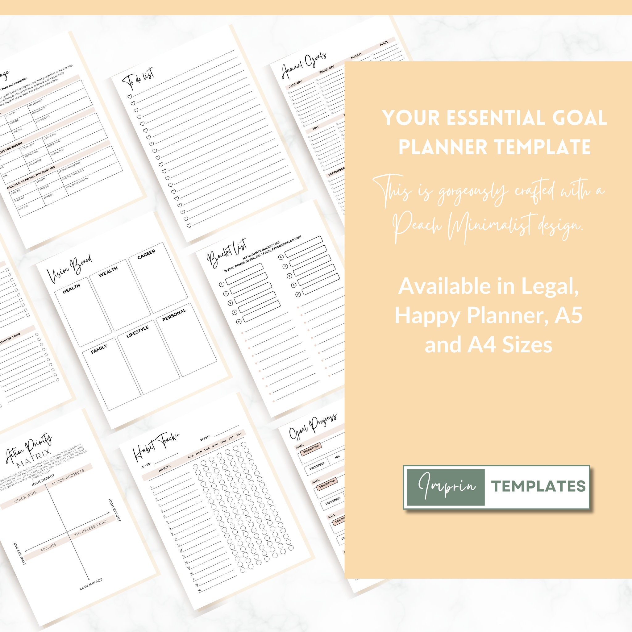 Ultimate Goal Mastery Planner All-in-one 24-page Success Organizer Goal Planner Bundle Letter ...