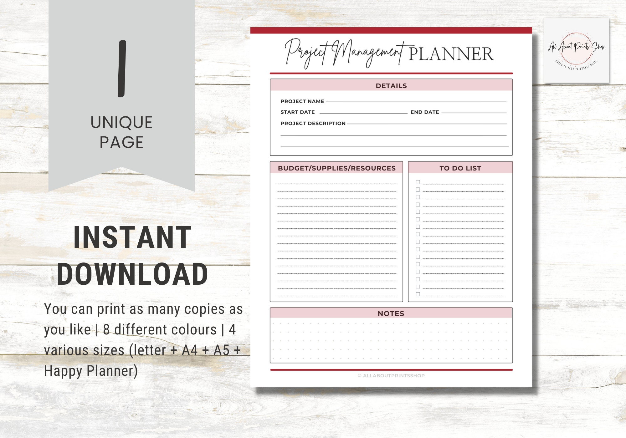 Project Management Planner Printable, Project Management Template, PDF ...