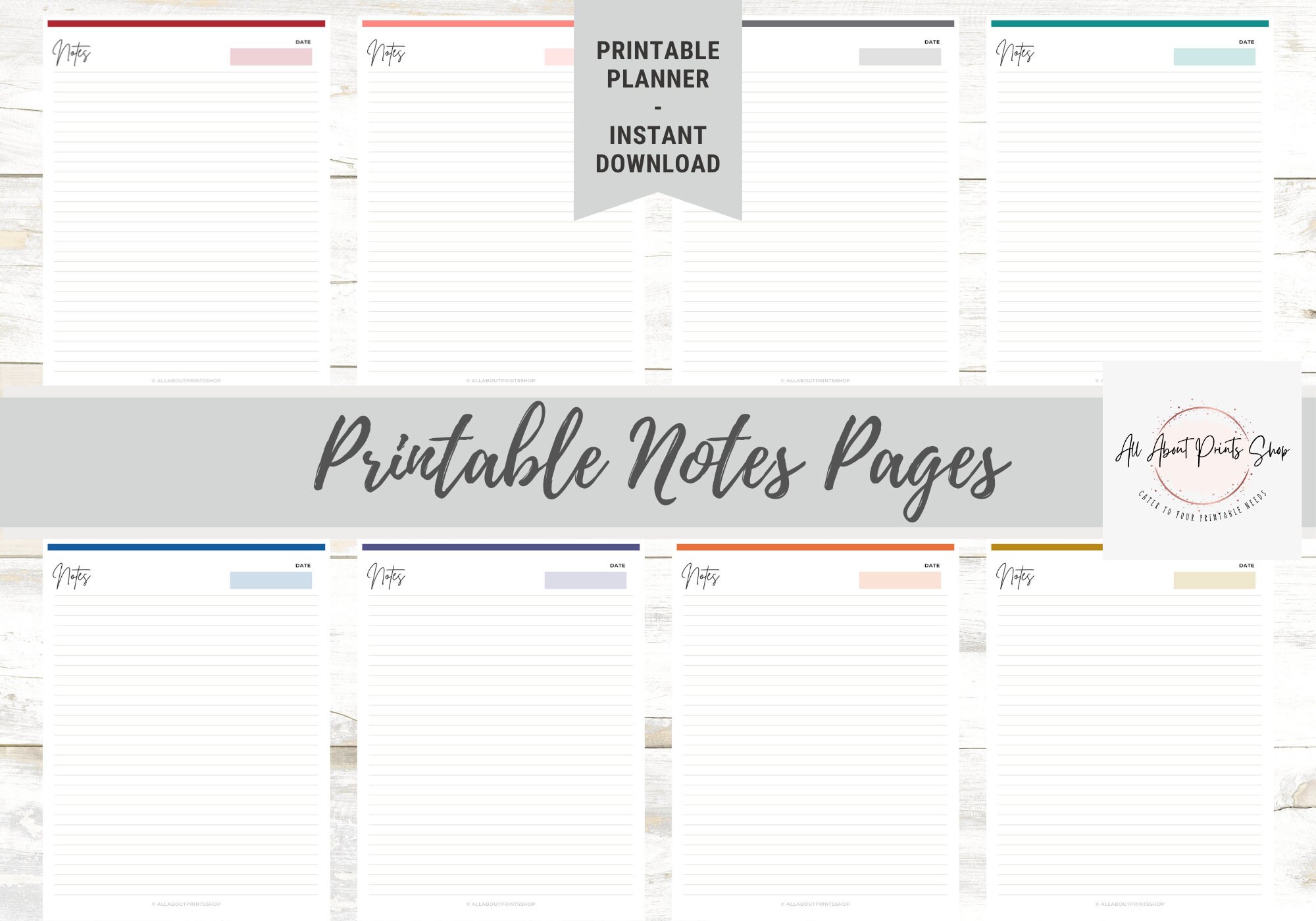 Printable Notes Pages | Note Taking Template | Blank Lined, Dot Grid ...