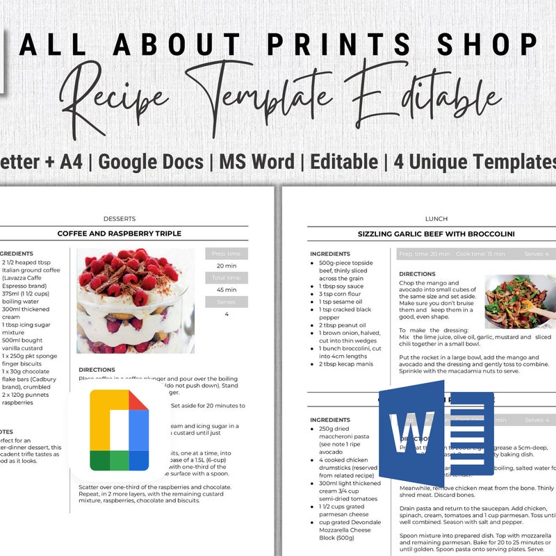 Recipe Template - Etsy