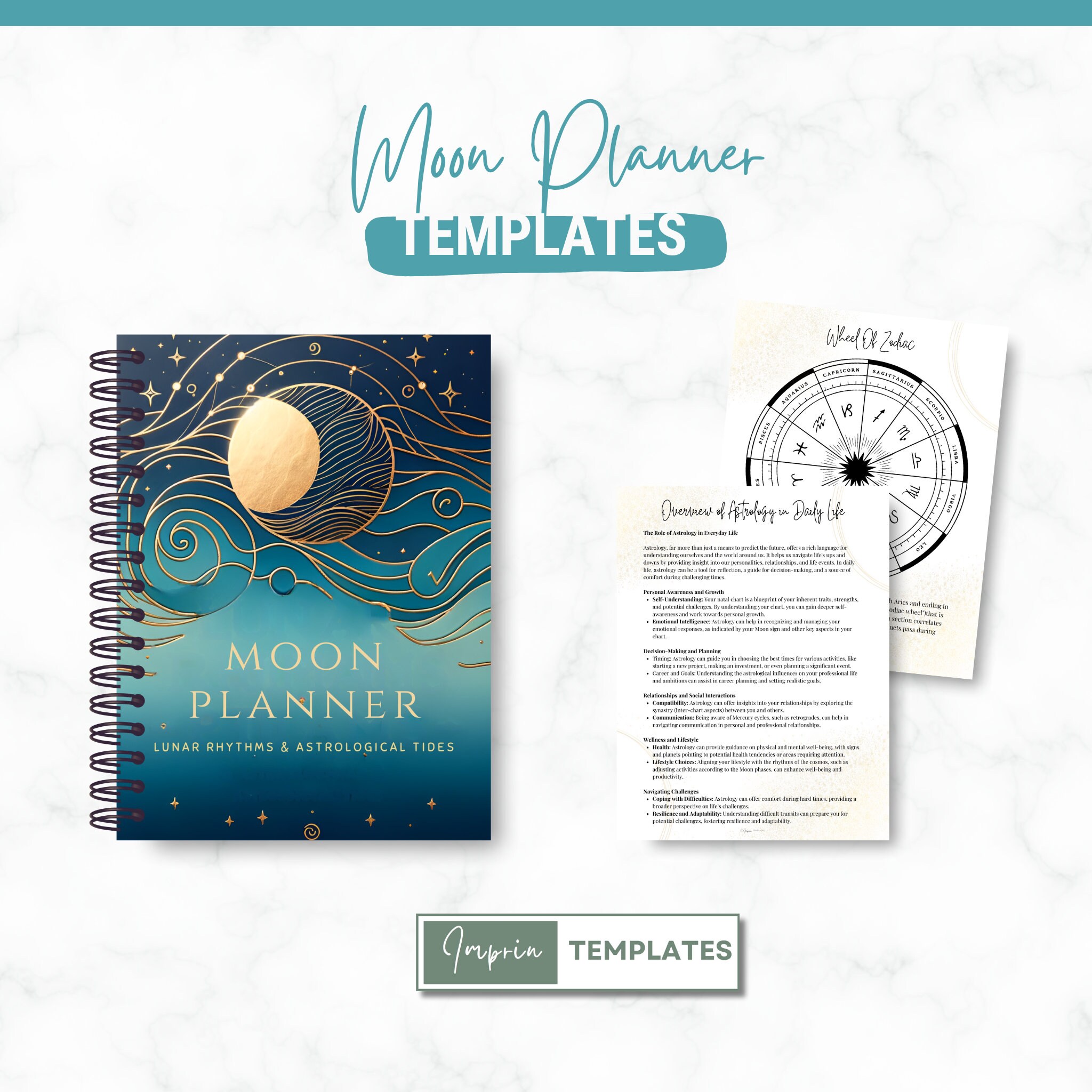 Moon Planner Printable 4 Sizes letter, A5, A4, Happy Planner Cosmic ...