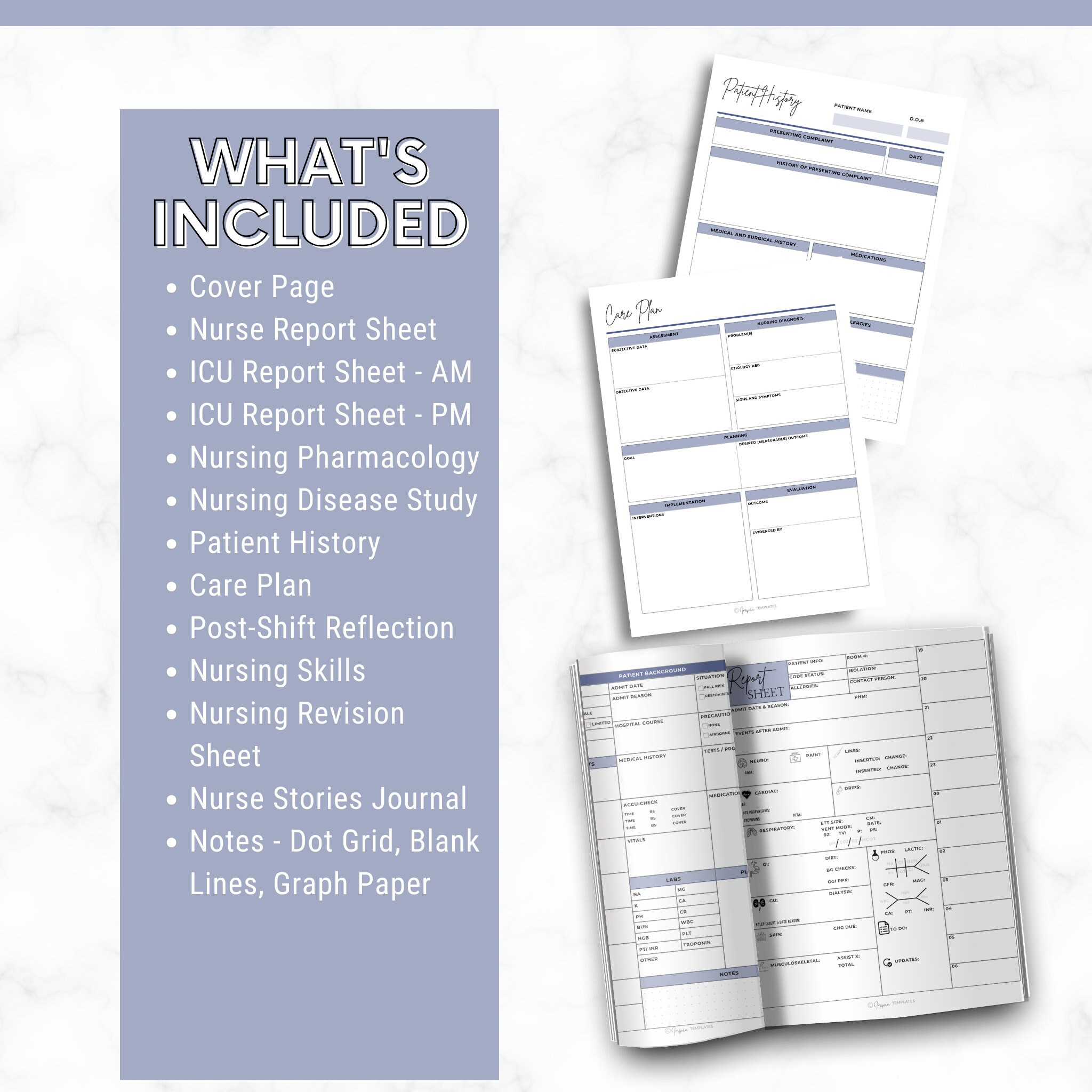 Nurse Planner Printable Vibrant Watercolor Medical Organizer, Nursing ...