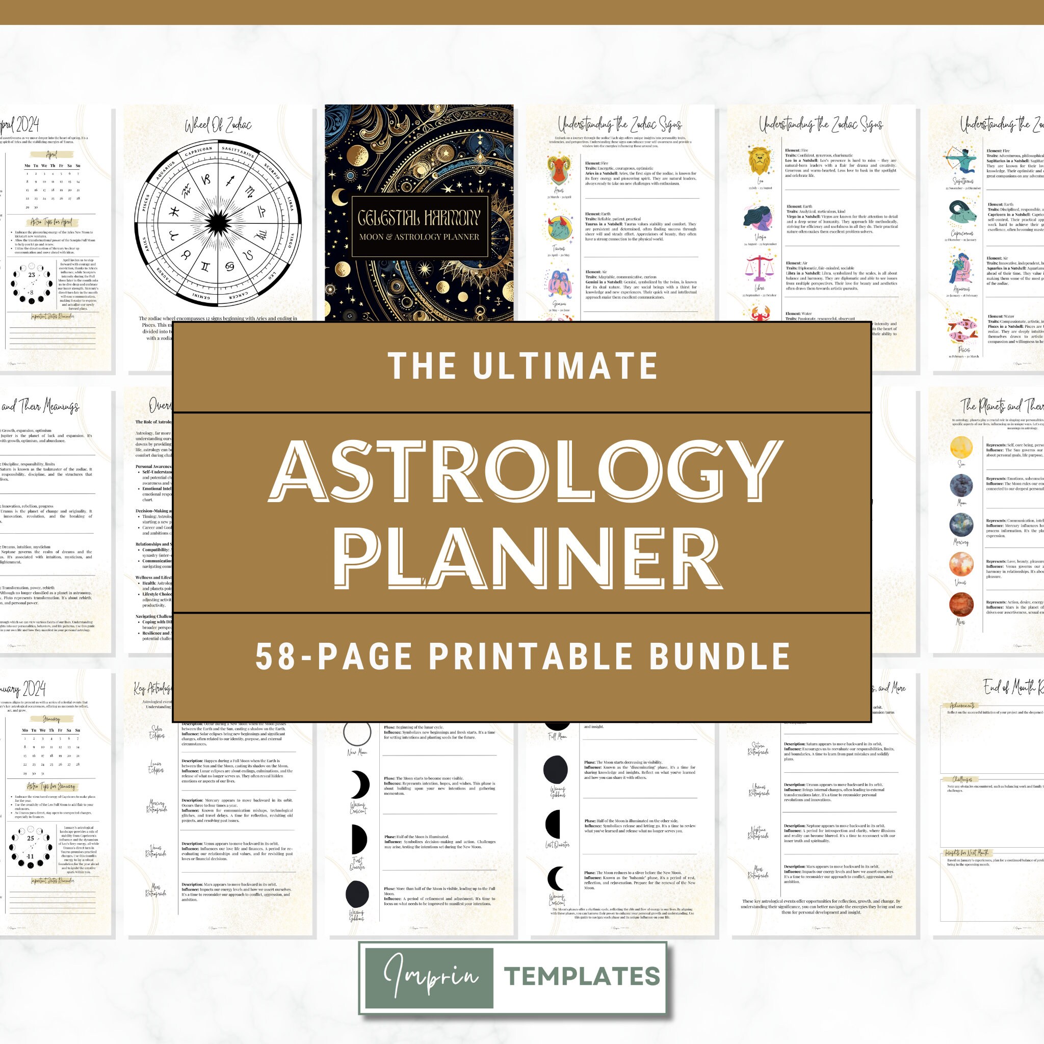 Moon Astrology Planner Printable 4 Sizes letter, A5, A4, Happy Planner ...