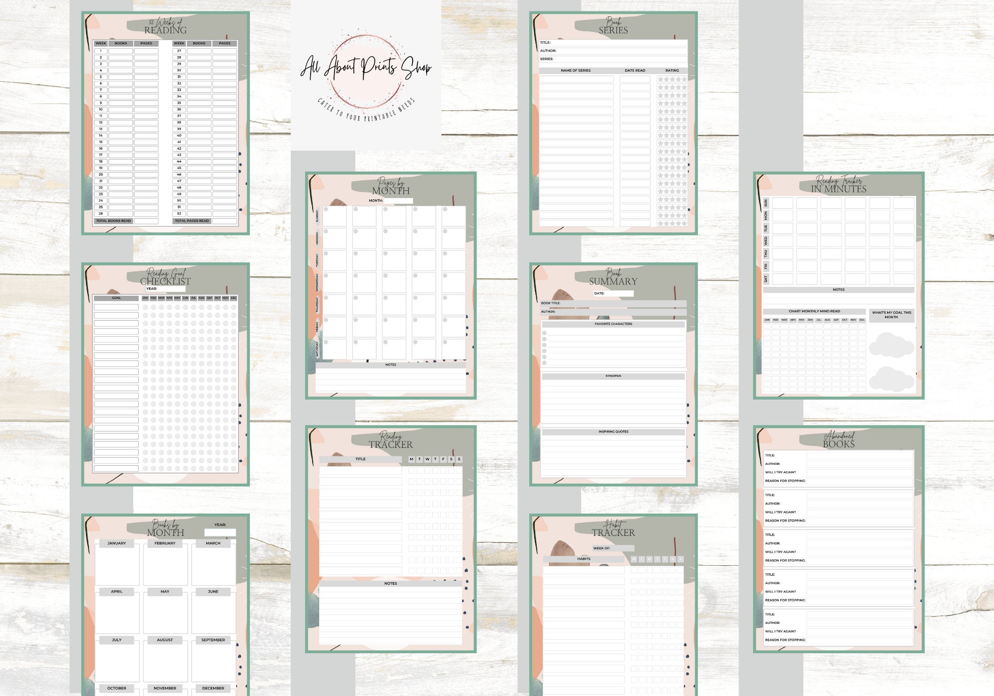 Printable Reading Planner Bundle | Reading Journal Log Book | Book ...
