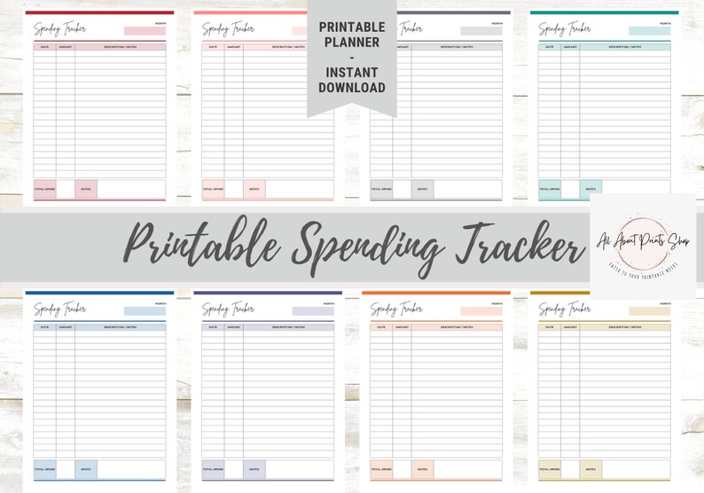 Printable Spending Tracker | Expenses Log Sheet | Personal Finance ...