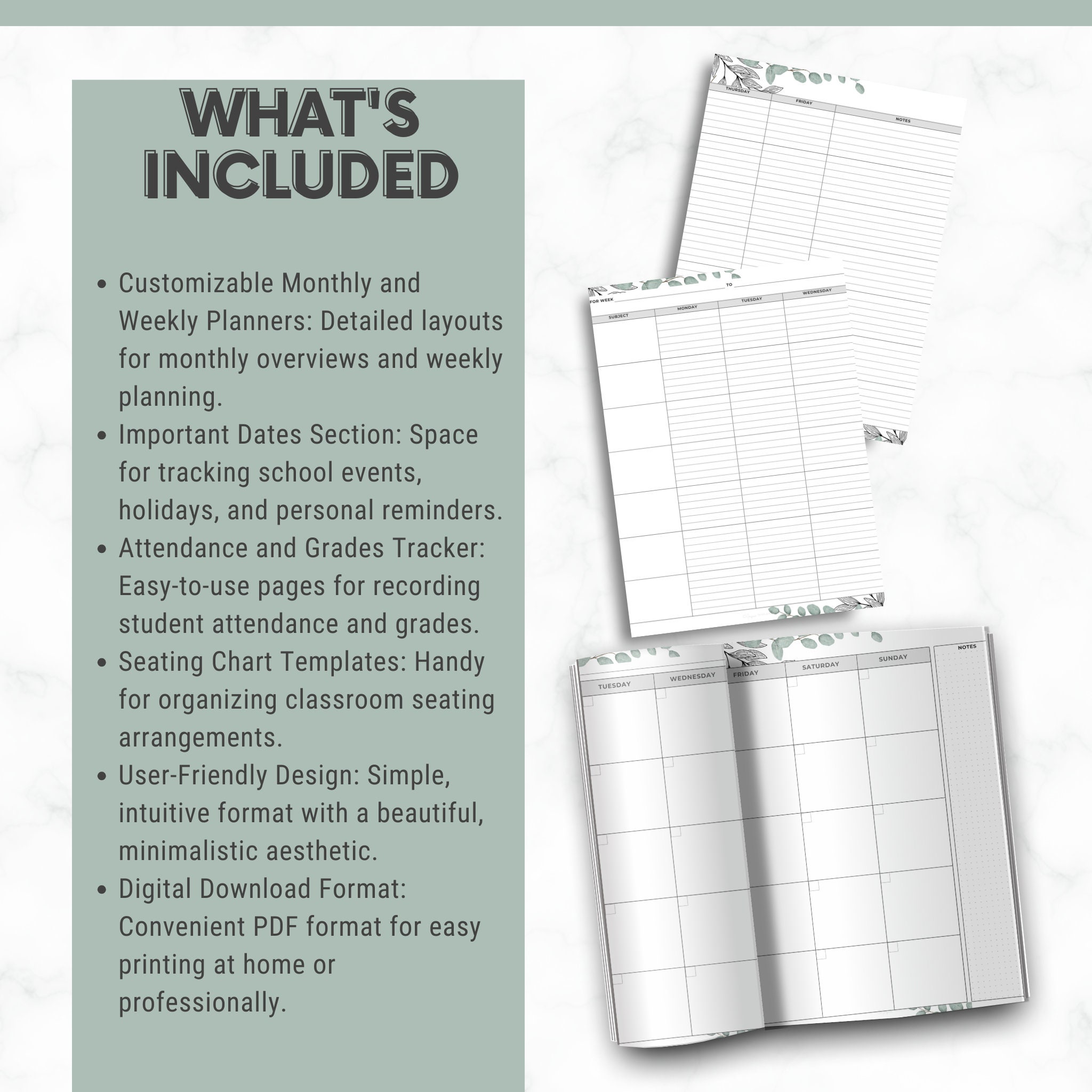 Teacher Lesson Planner Weekly, Monthly Lesson Plans Teacher Organizer ...