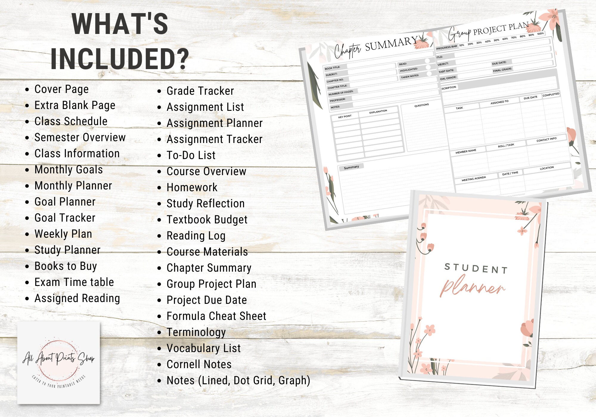 Student Planner, Study Planner Printable | Academic Planner Inserts ...