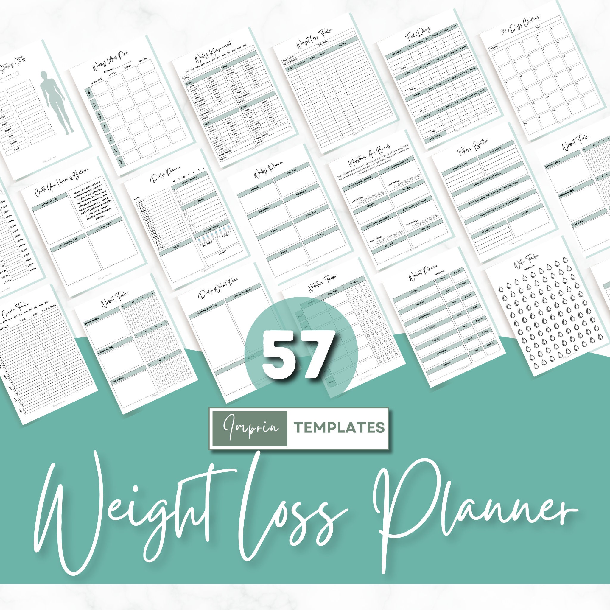 Ultimate Weight Loss Planner Printable Bundle - Comprehensive Fitness ...