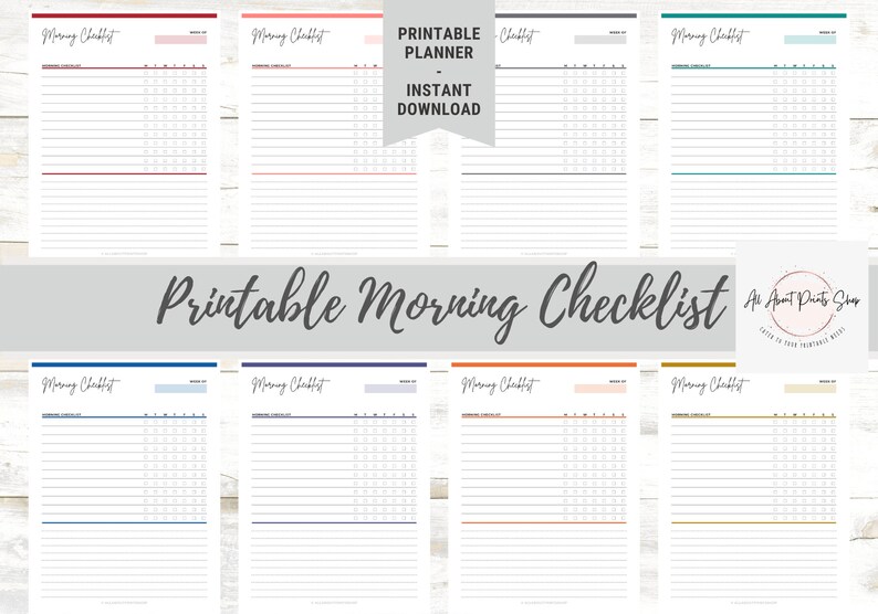 Printable Morning Checklist Day Organizer Daily Routine to Do List ...