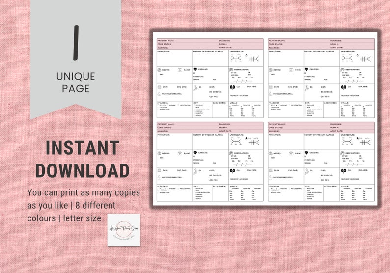 4 Patient Nurse Report Sheet | CVICU Report Sheet | Medsurg Report ...