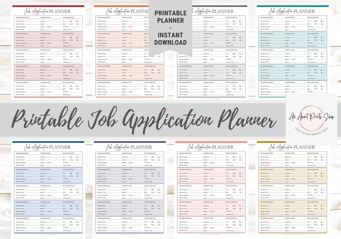 Job Application Planner Printable, Job Search Tracker | Ready to Print ...