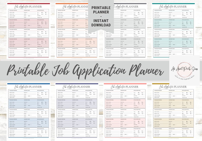 Job Application Planner Printable, Job Search Tracker | Ready to Print ...