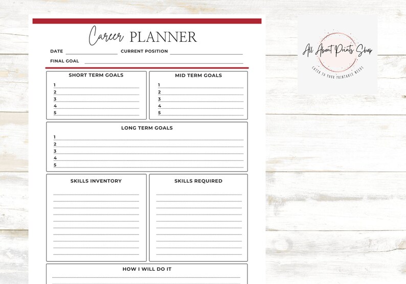 Career Planner Printable, Job Goal Setting, Career Change | Ready to ...