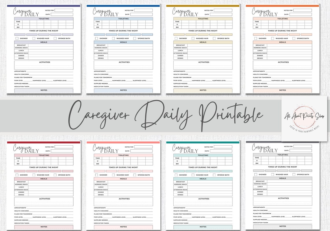 Caregiver Daily Log Book Printable Caregiver Gift - Etsy