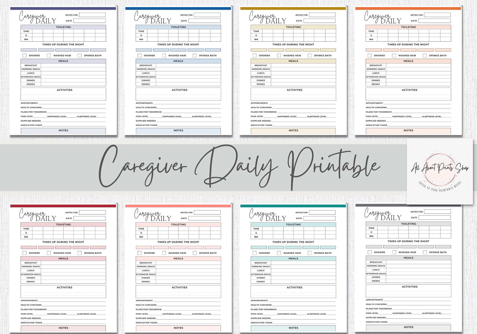 Caregiver Daily Log Book Printable | Caregiver Gift | Caregiver ...