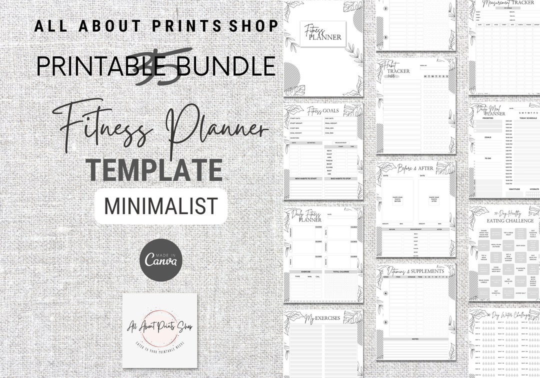 Fitness Planner Printable | Weight Loss Tracker | Self Care Planner ...