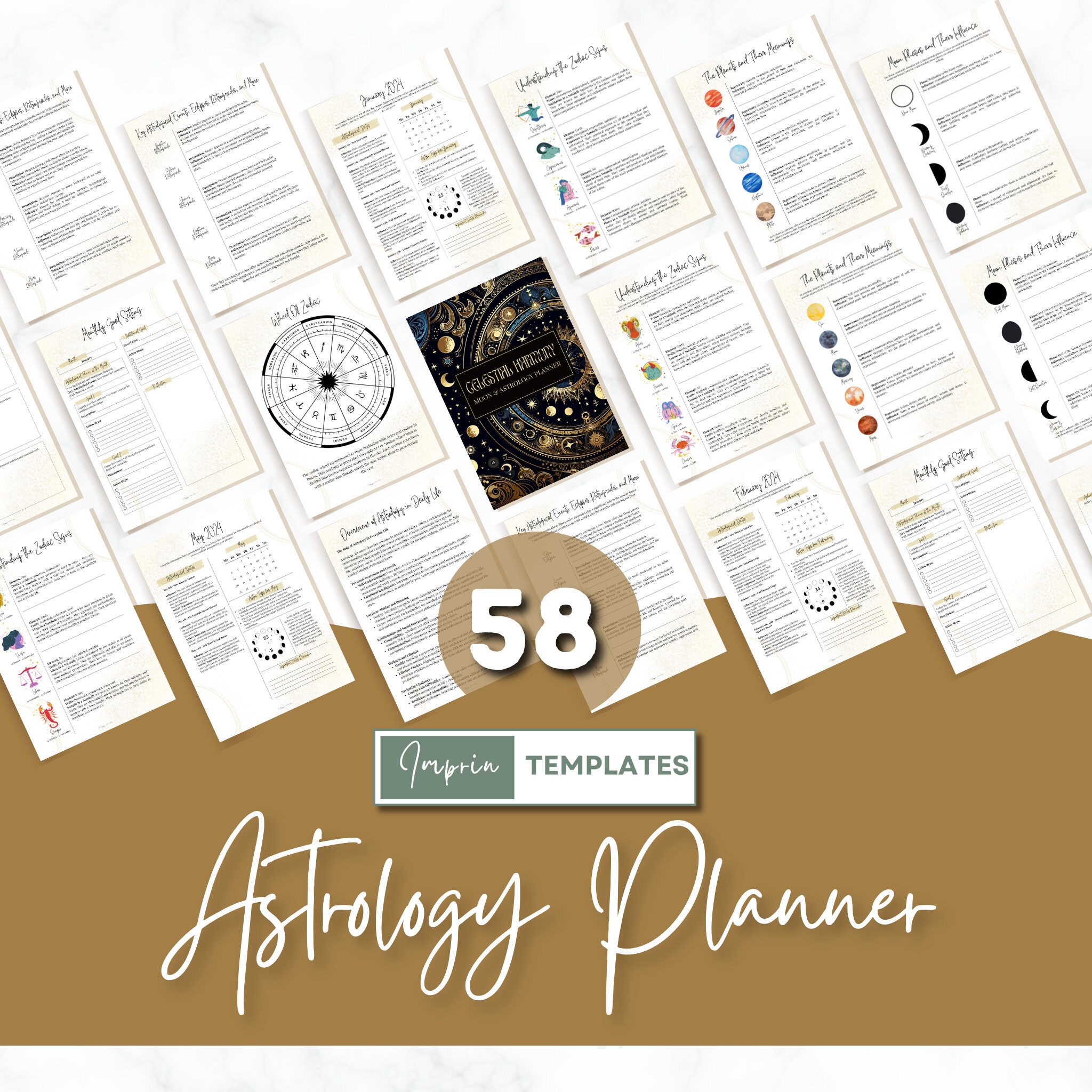 Moon Astrology Planner Printable 4 Sizes letter, A5, A4, Happy Planner ...