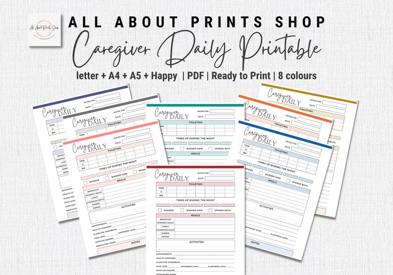 Caregiver Daily Log Book Printable | Caregiver Gift | Caregiver ...