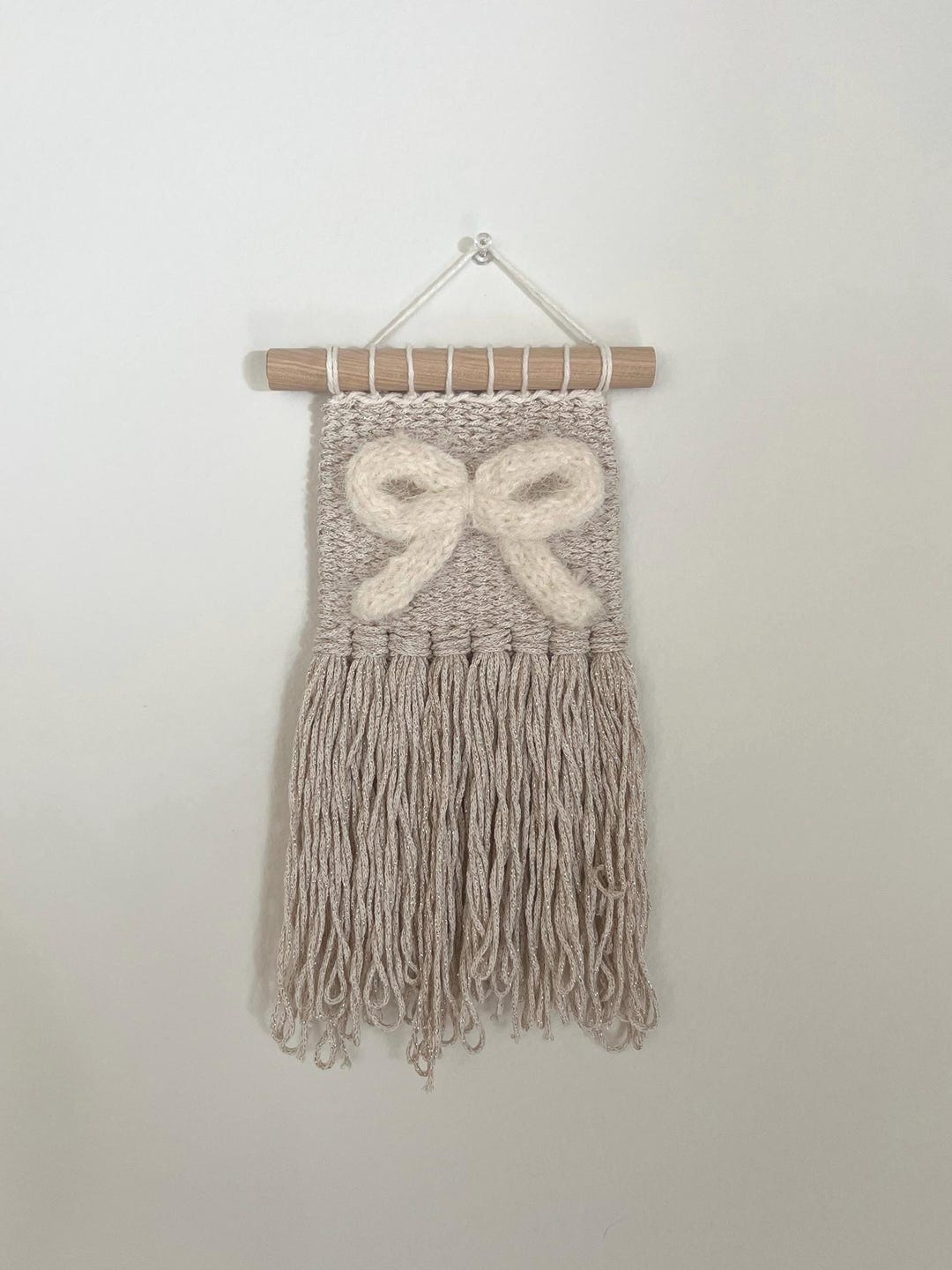 Cutsey Bow Small Woven Wall Hanging Fiber Art Coquette Bow Style ...