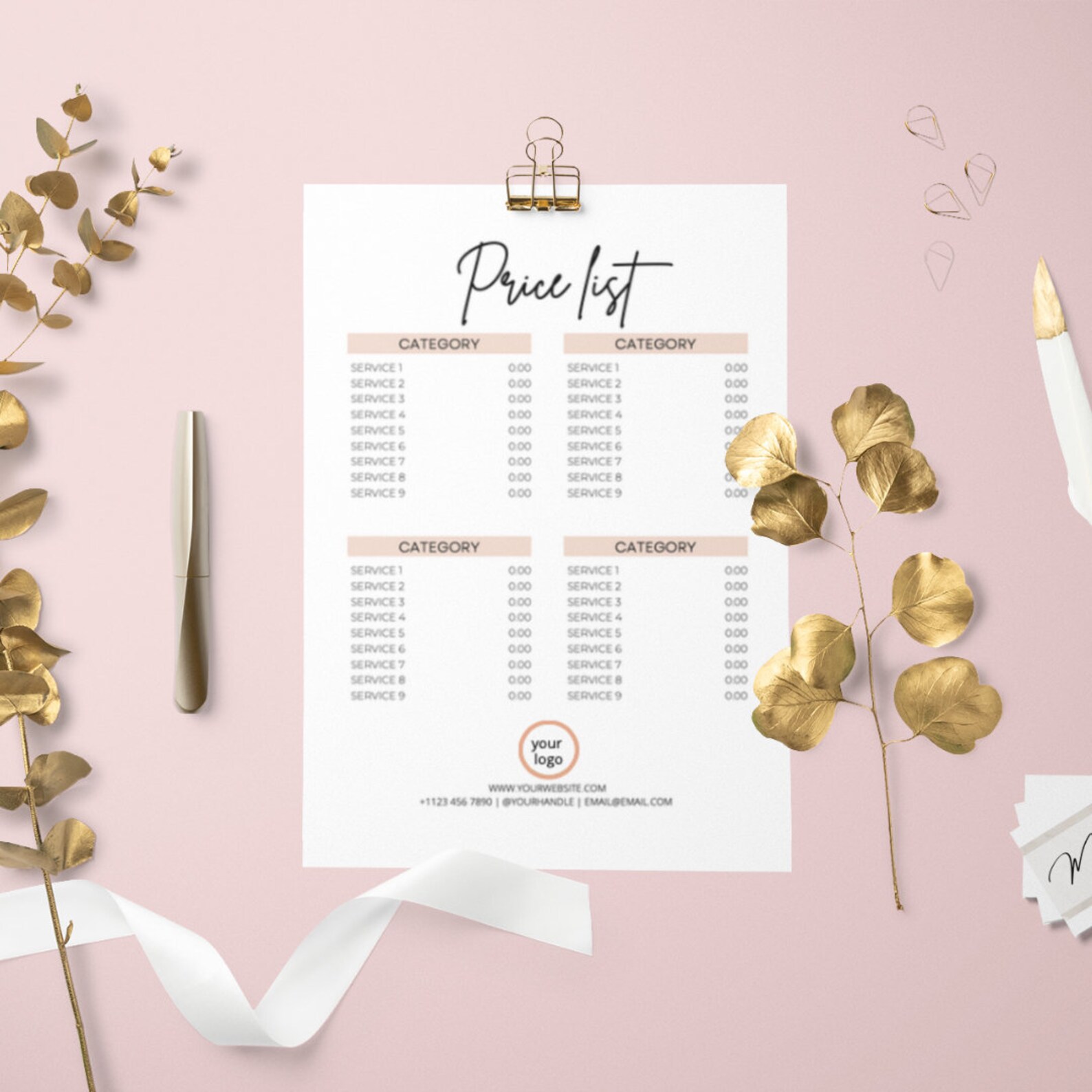 Price List Template Editable Printable Price Sheet Digital - Etsy Canada