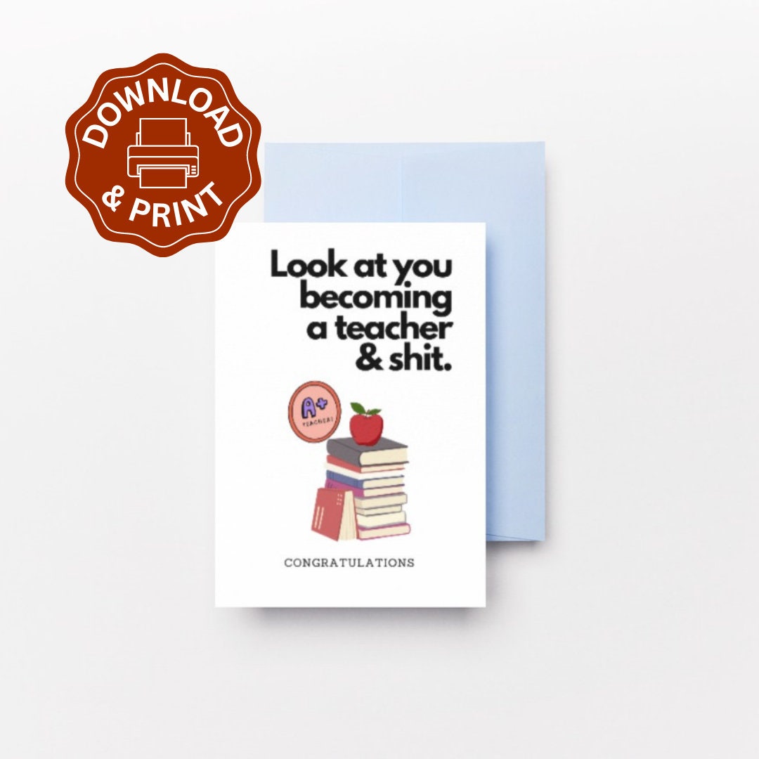 Teacher Graduation Card Printable , Graduation Card for Her , for Him ...