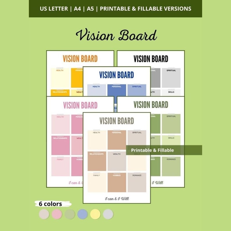 Vision Board, Goal Setting, New Year Vision Board, Affirmation Board ...