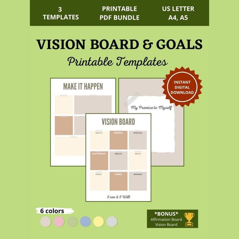 Vision Board, Goal Setting, New Year Vision Board, Affirmation Board ...