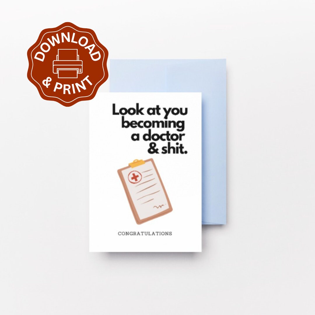 Doctor Graduation Card Printable , Graduation Card for Her , for Him ...