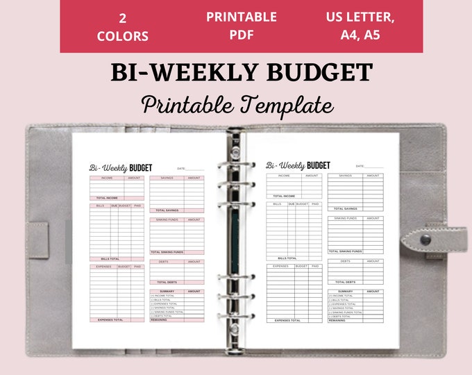 Bi-weekly Budget Template, Budget Binder Printable, Paycheck Budget ...