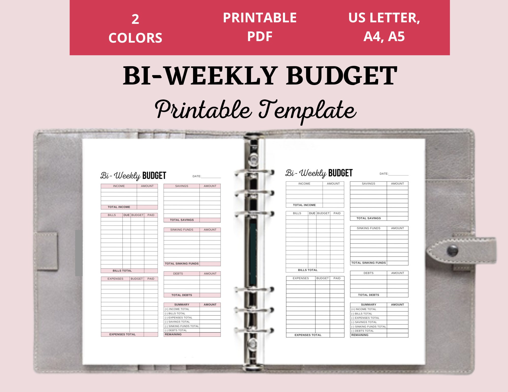Bi-weekly Budget Template, Budget Binder Printable, Paycheck Budget ...