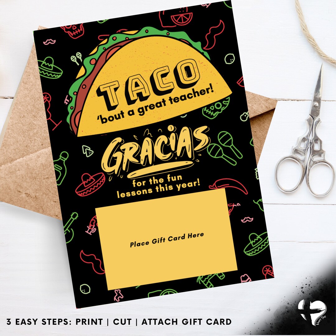 Taco Gift Card Holder Teacher | Taco Thank You Card, Taco Bout A Great ...