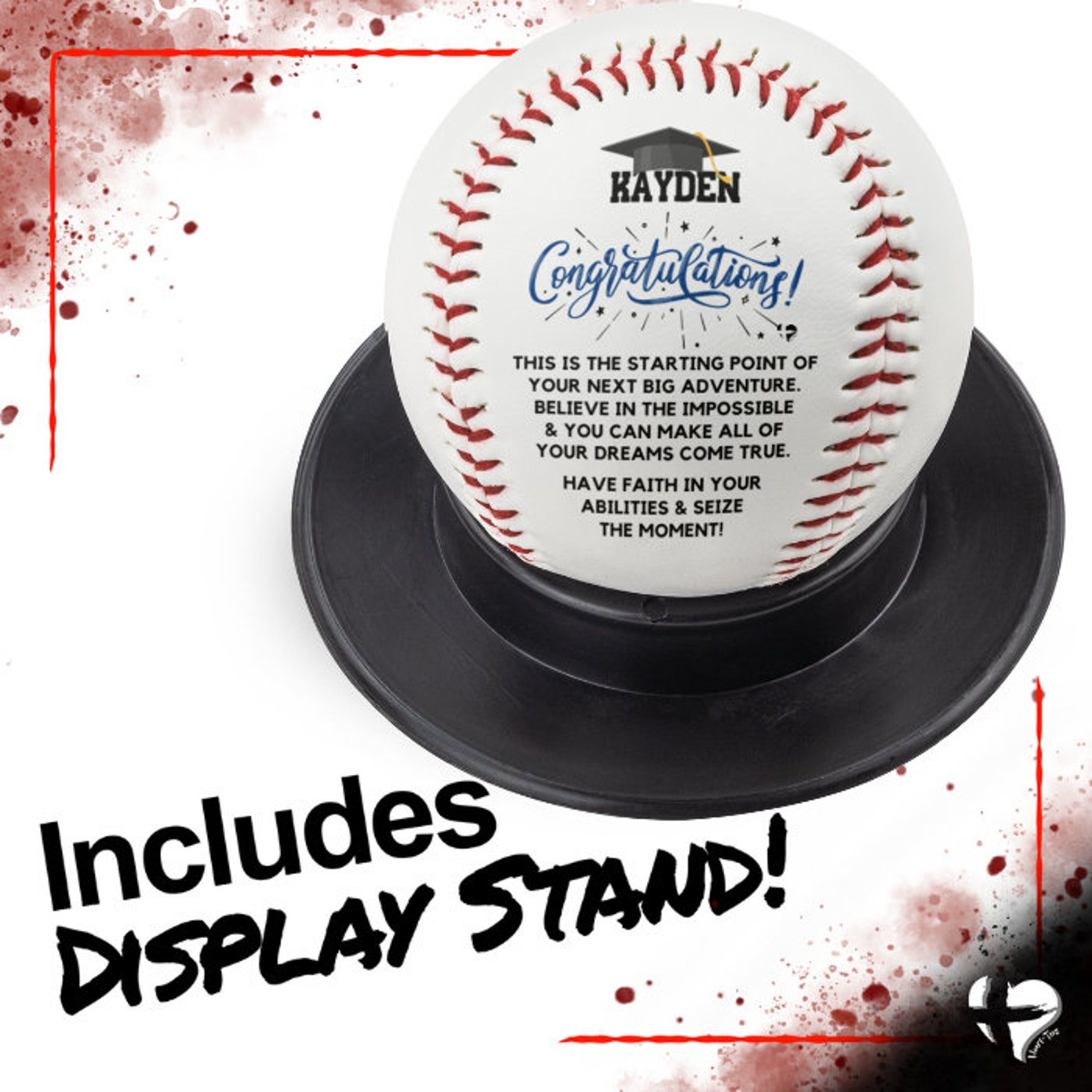 Congrats Grad Baseball & Display Stand, Personalized Sports Gifts ...