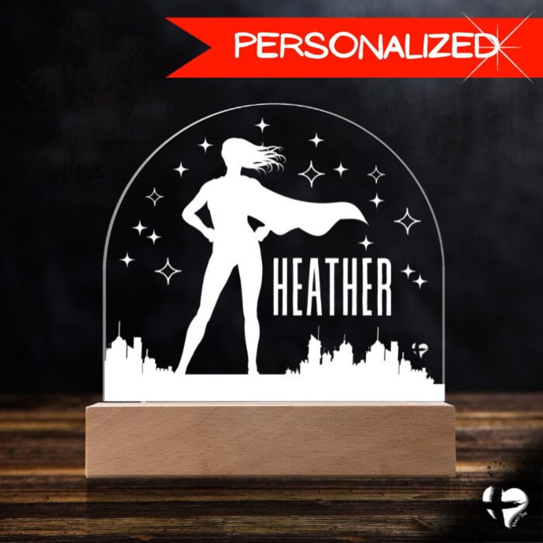 Girl Name Night Light | Superhero Theme, Custom Acrylic LED Lights ...