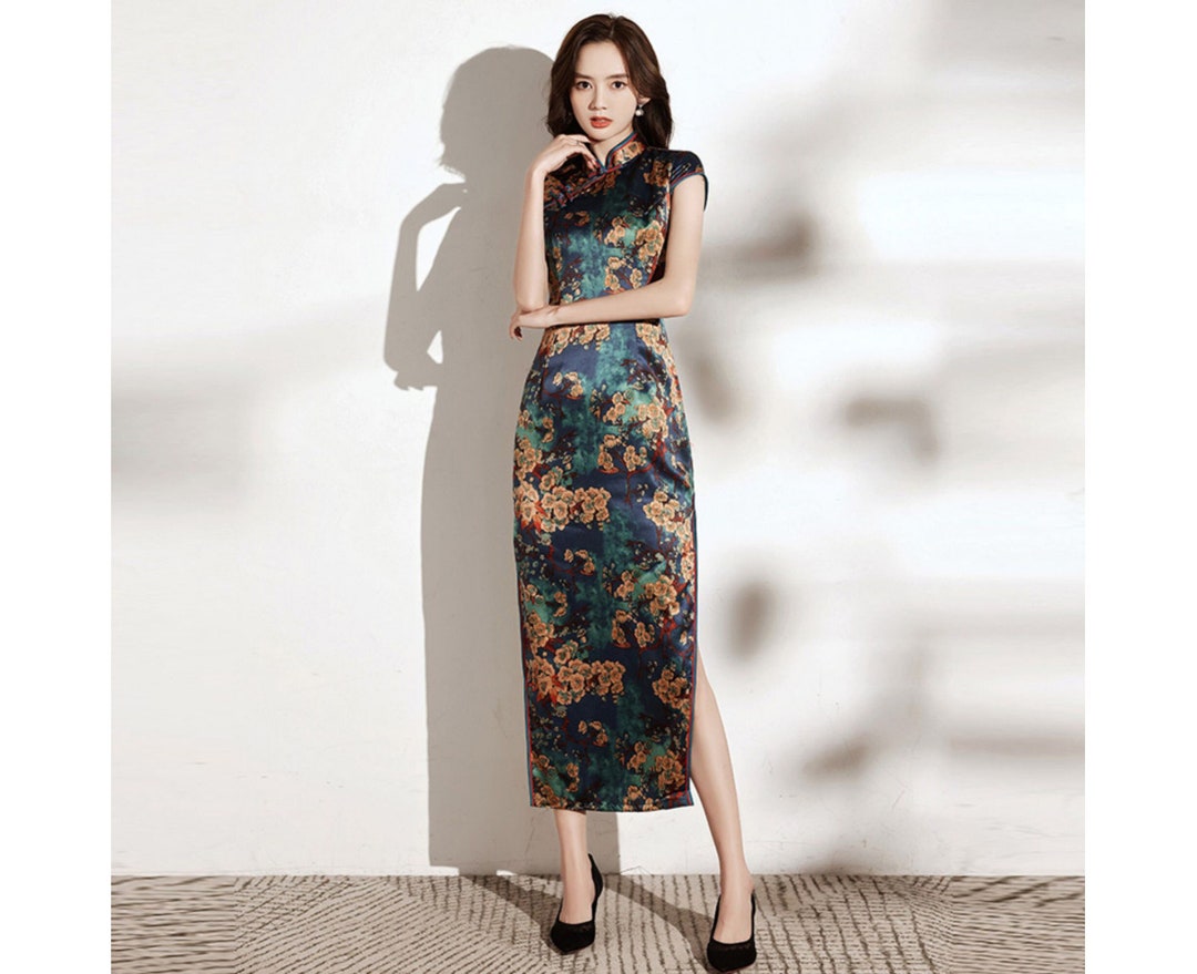 Exquisite Chinese Style Dark Green Cheongsam/vintage Jacquard Flower ...