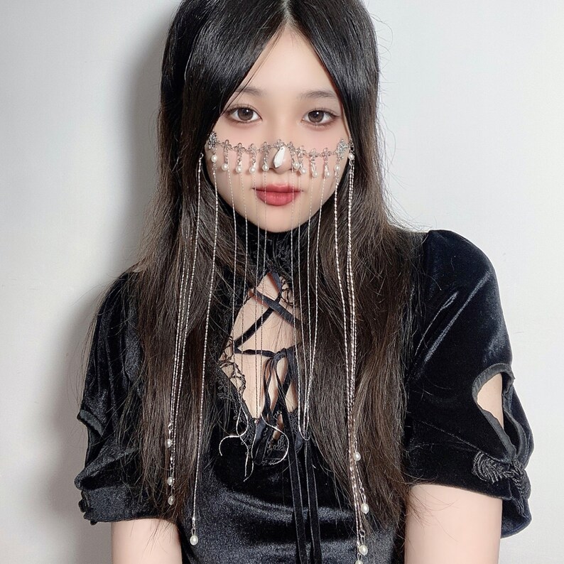 Retro Hanfu Noodle Chain Tassel Covering Face Chinese Style - Etsy