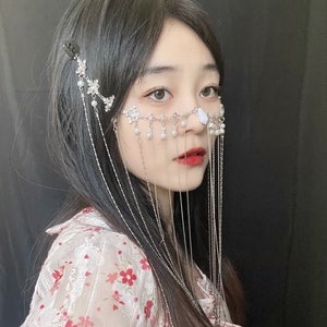 Retro Hanfu Noodle Chain Tassel Covering Face Chinese Style - Etsy
