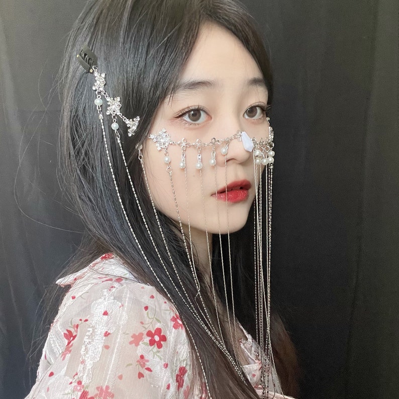 Retro Hanfu Noodle Chain Tassel Covering Face Chinese Style - Etsy