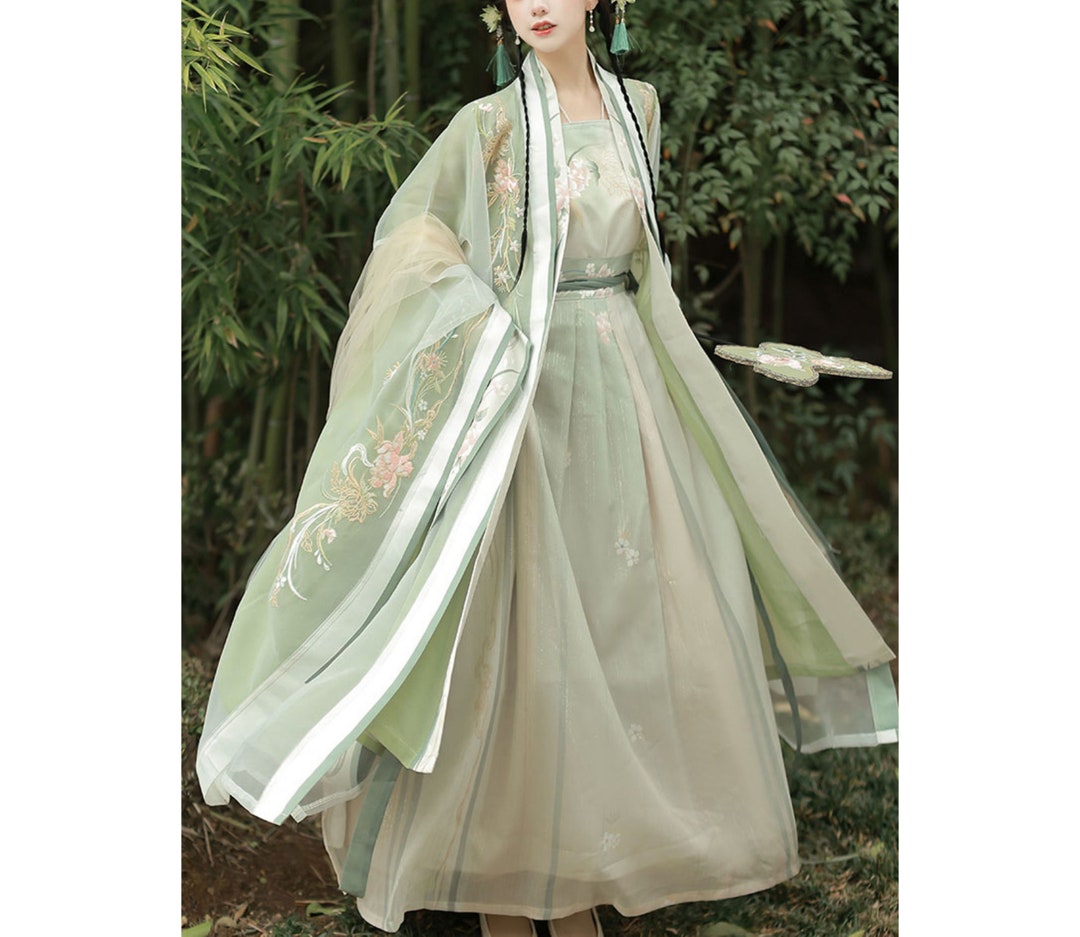 Women Green Hanfu Dress, Spring Fairy Hanfu Clothing, Chinese Style ...
