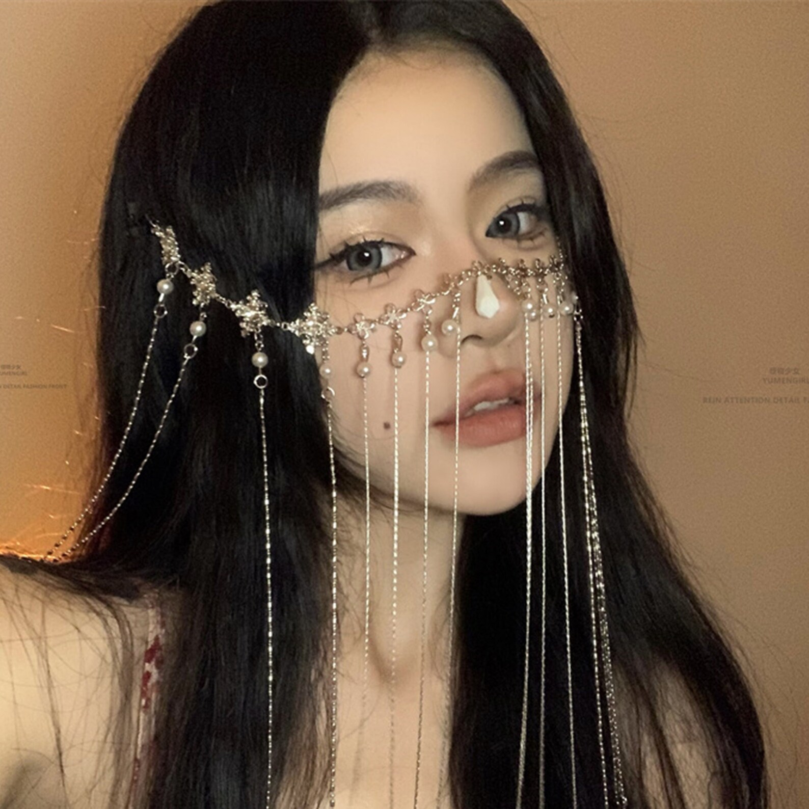 Retro Hanfu Noodle Chain Tassel Covering Face Chinese Style - Etsy