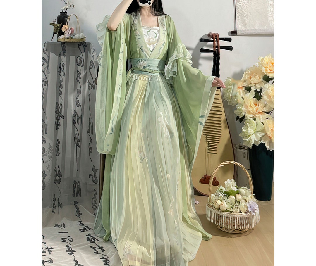 Elegant Green Hanfu Dress, Summer Fairy Ancient Hanfu Dress, Women's ...