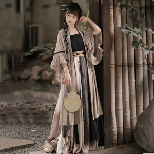 Modern Hanfu Dress Women, Stylish Brown Hanfu 3 pieces Set, Chinese ...