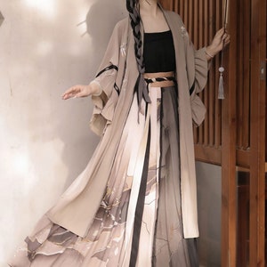 Modern Hanfu Dress Women, Stylish Brown Hanfu 3 pieces Set, Chinese ...