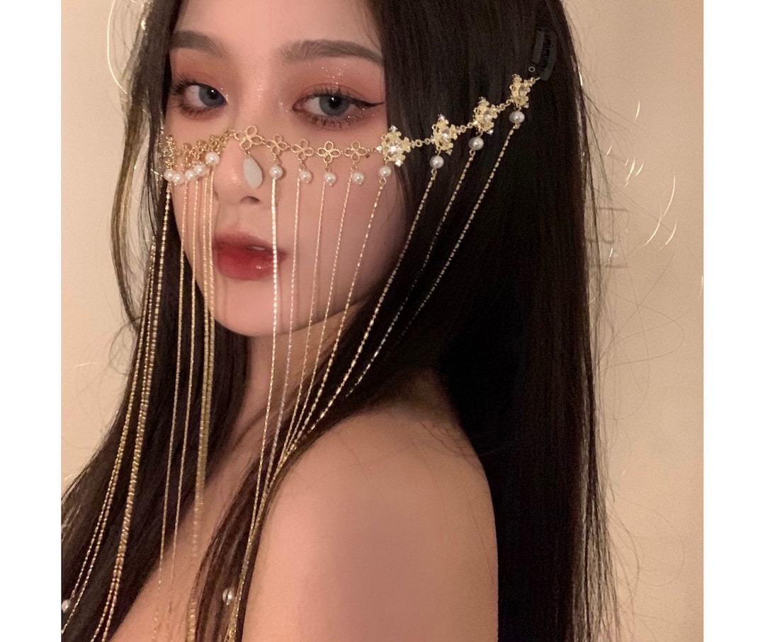 Retro Hanfu Noodle Chain Tassel Covering Face Chinese Style - Etsy
