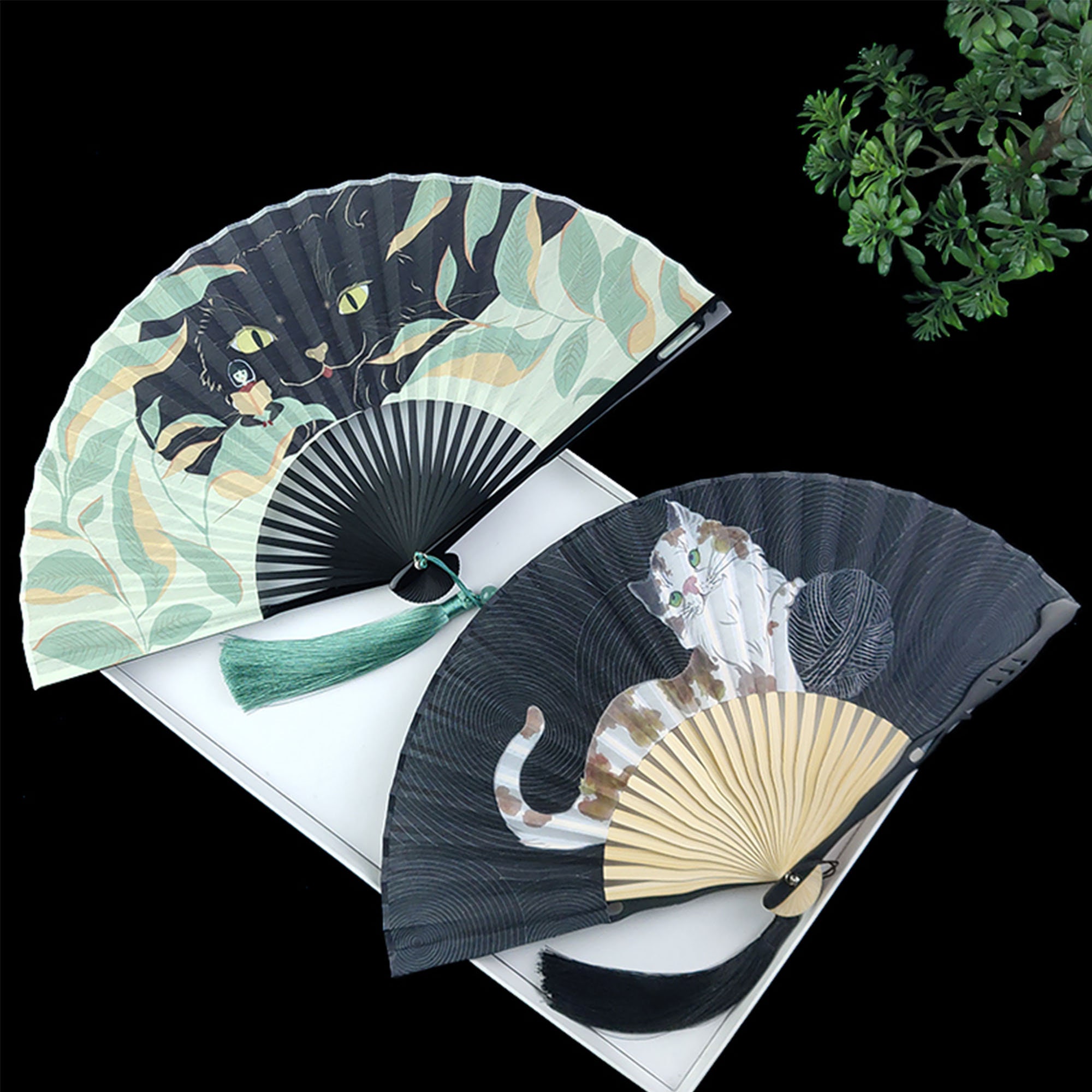 Cat Hand-held Folding Fan Cute Cat Cotton Fan Folding Fan - Etsy