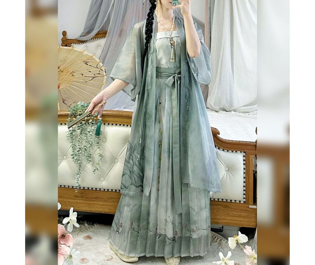 Song Dynasty Green&gray Hanfu Dress, Women's Chinese Hanfu Clothing ...