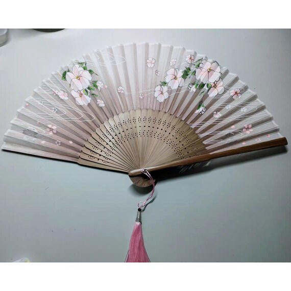Flower Hand Fan With Tassel Summer Folding Fan Hand Fan - Etsy